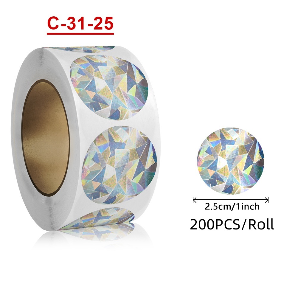 200Pieces Scratch Offs Sticker DIY Holographic Circle Stickers Round ...