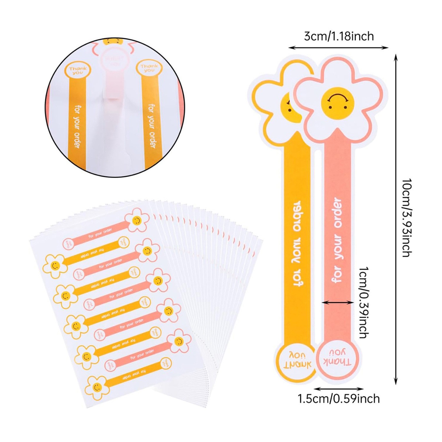 100pcs Long Strip Thank You Stickers Food Safe Adhesive for Cake Box ...