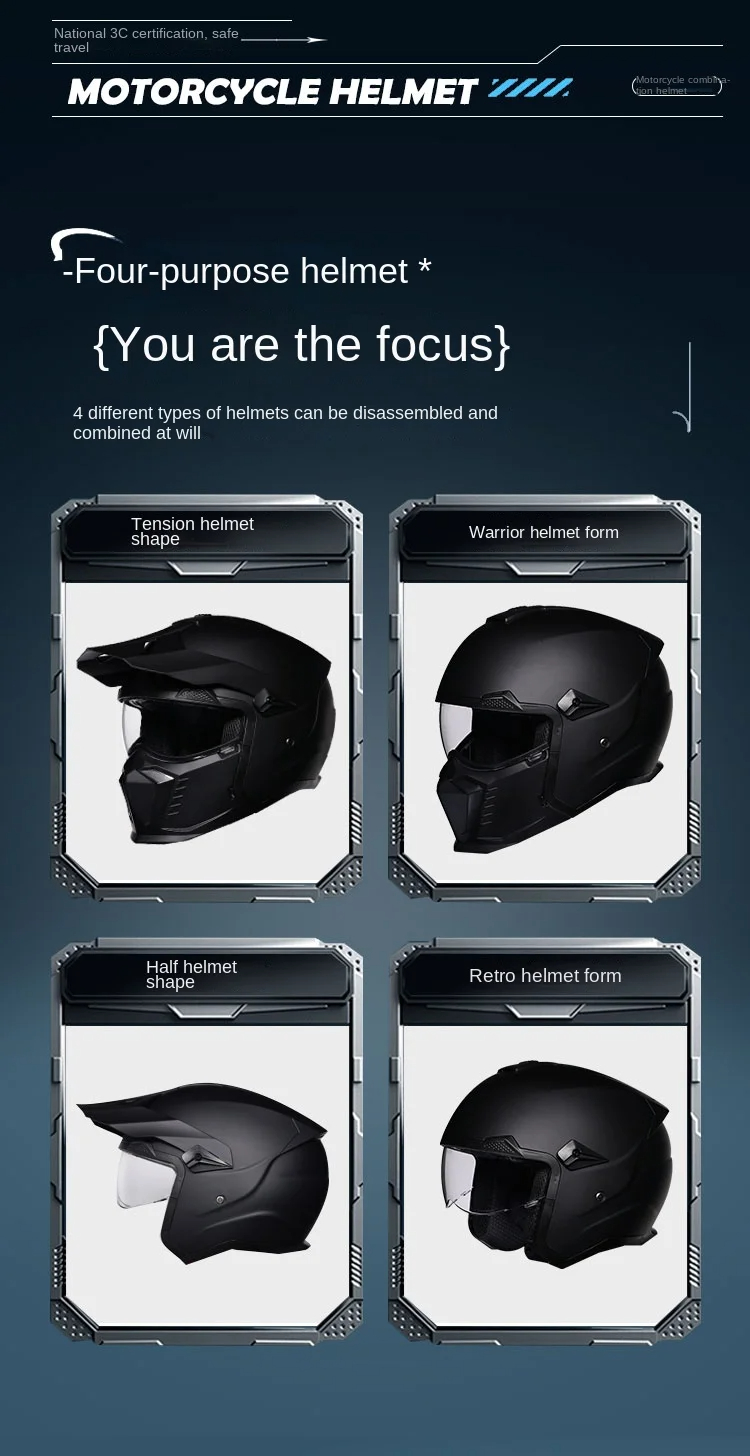 Street Fighter Combination Helmet Motorcycle Helmet Men's and Women's ...