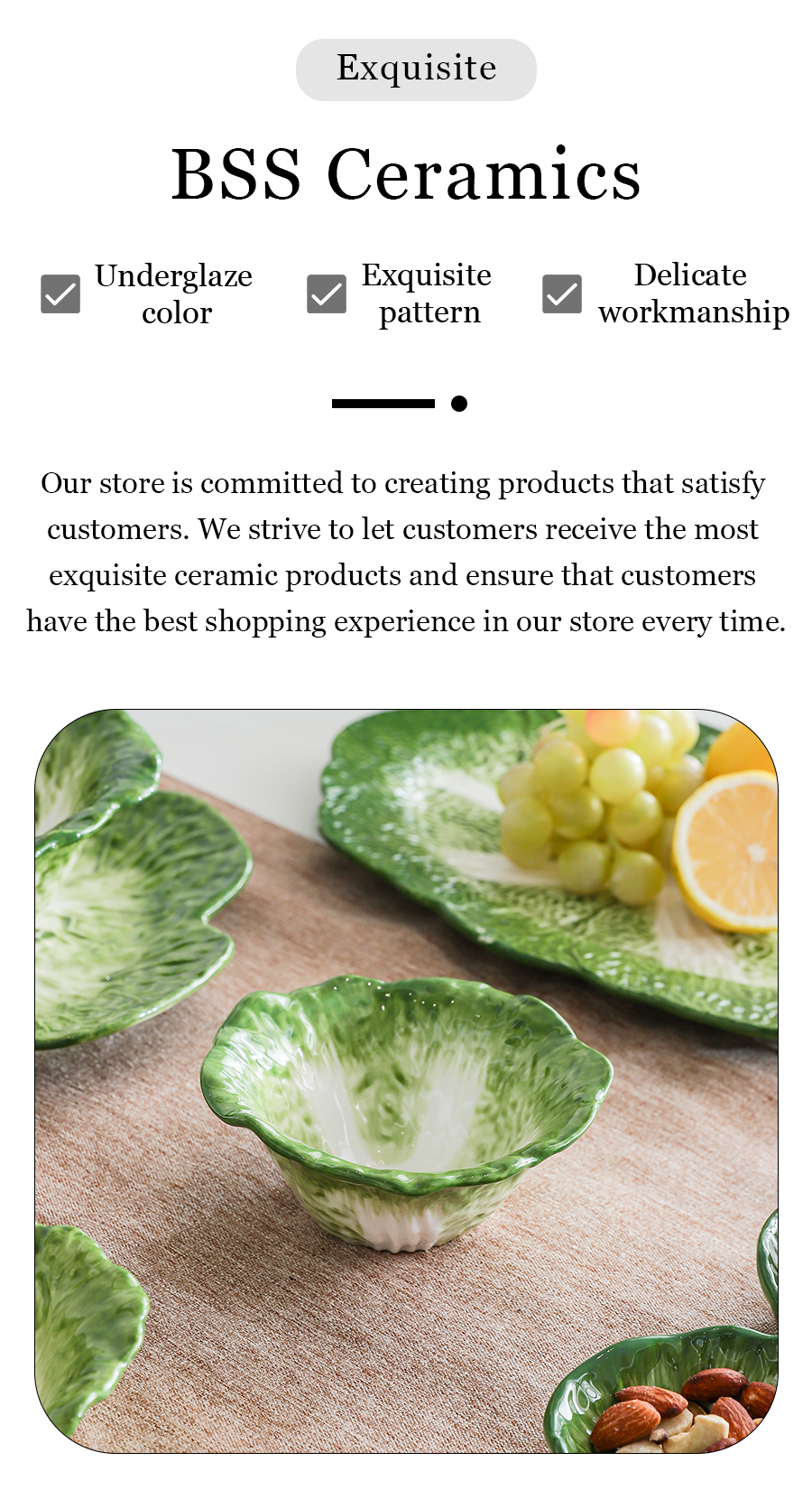 Cabbage Plate Hand-painted ceramic cutlery Green vegetable series salad ...