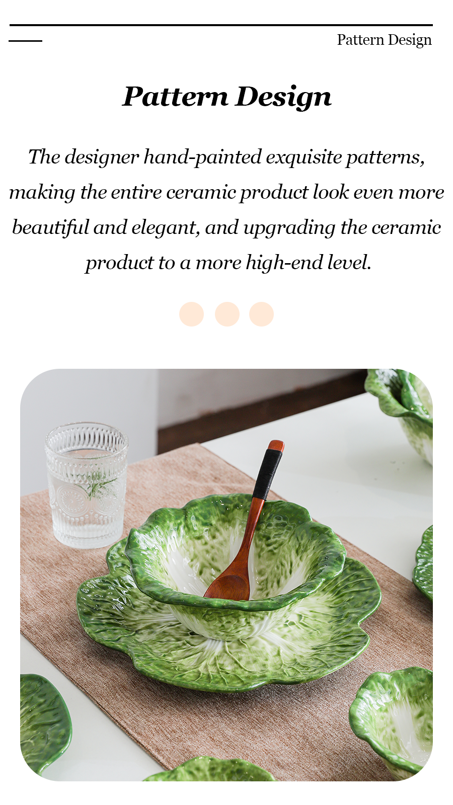 Cabbage Plate Hand-painted ceramic cutlery Green vegetable series salad ...