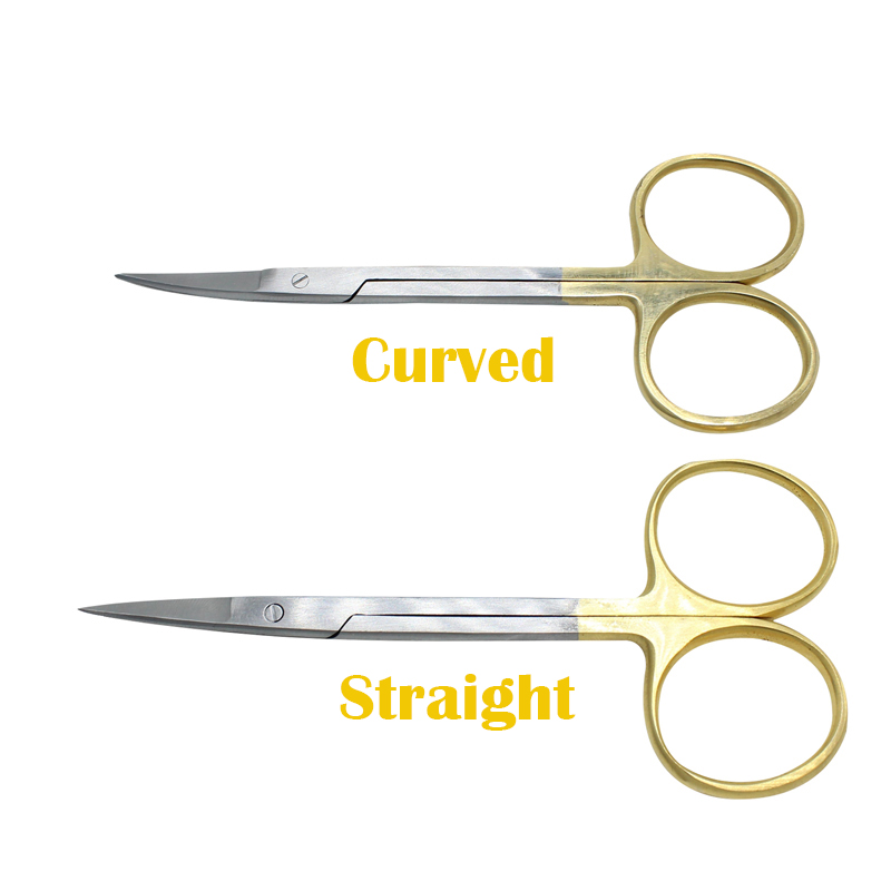 Stainless Steel Dental Surgical Scissors Straight/Curved Tip Gold ...
