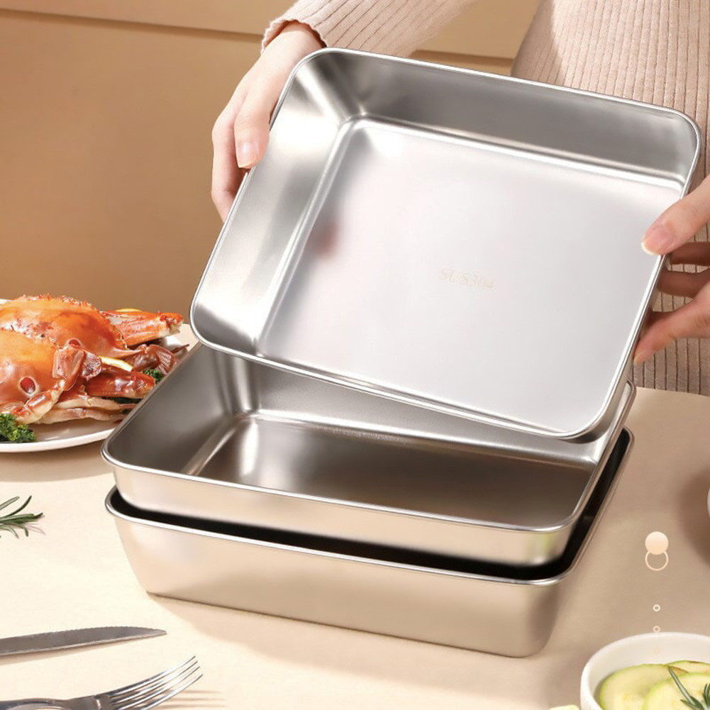 4PC Set Stainless Steel Storage Box Organizer Crisper Fresh-Keeping ...