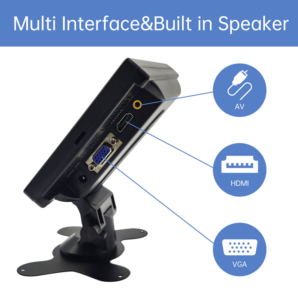 7inch Small Monitor Portable HD 1024x600 IPS Screen AV Camera Display ...