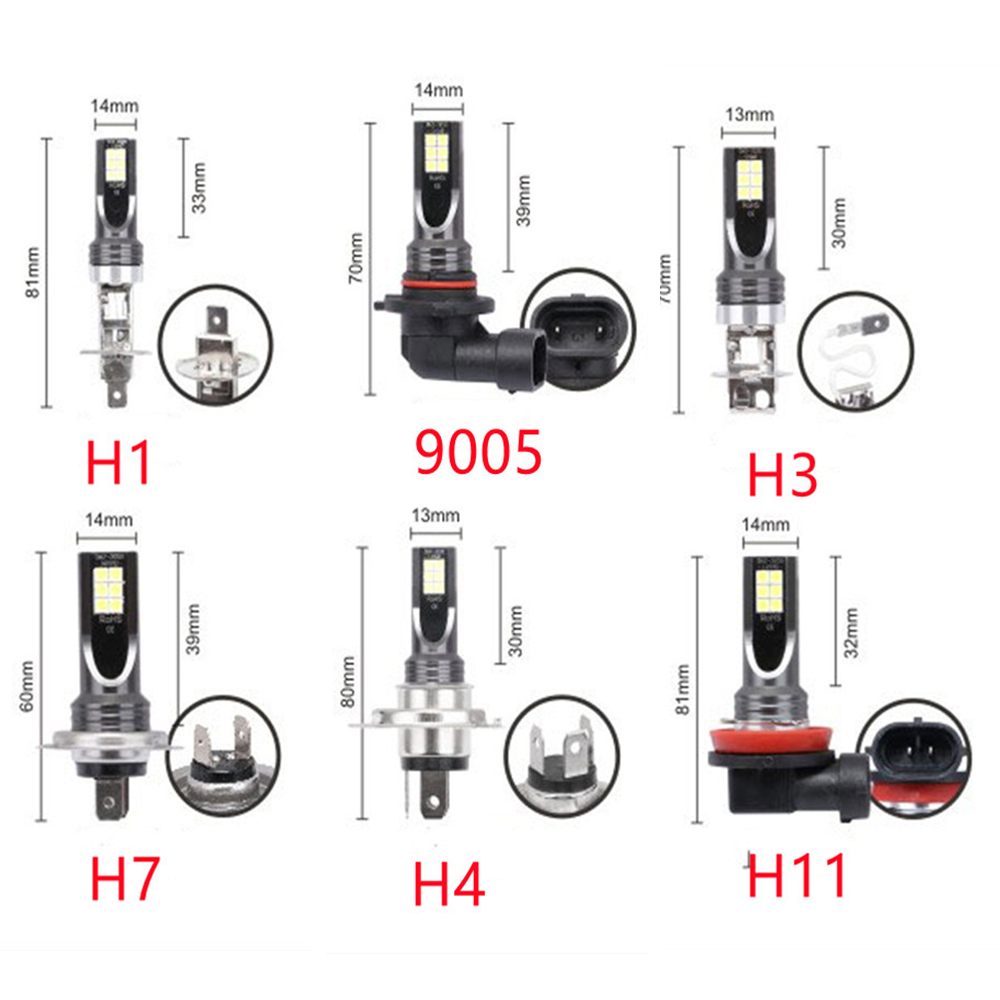 2Pcs H4 H7 LED Car Fog Light H11 H8 H9 H16JP H1 H3 Car Headlight Bulbs 9005 9006 Auto Driving ...