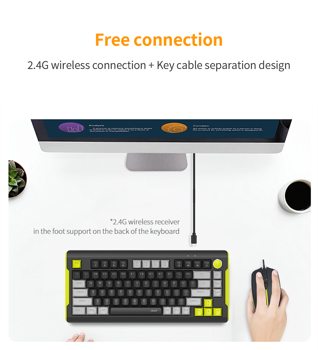 Acer Mini Keyboard OKW223 Wired / Wireless Available 80-Key Compact ...