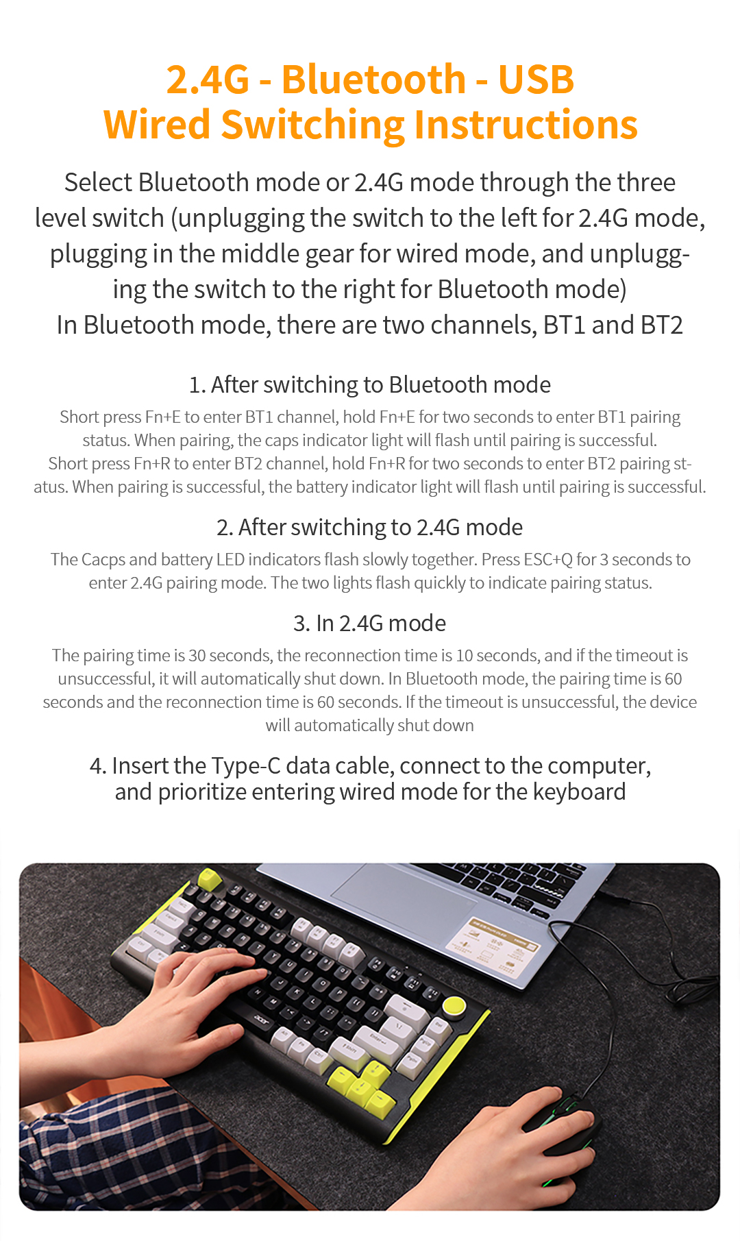 Acer Mini Keyboard OKW223 Wired / Wireless Available 80-Key Compact ...