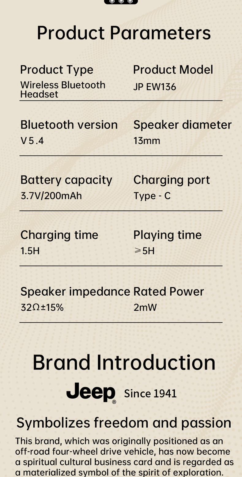Jeep EW136 TWS True Wireless Bluetooth Earphones Touch Control HD Calls ...