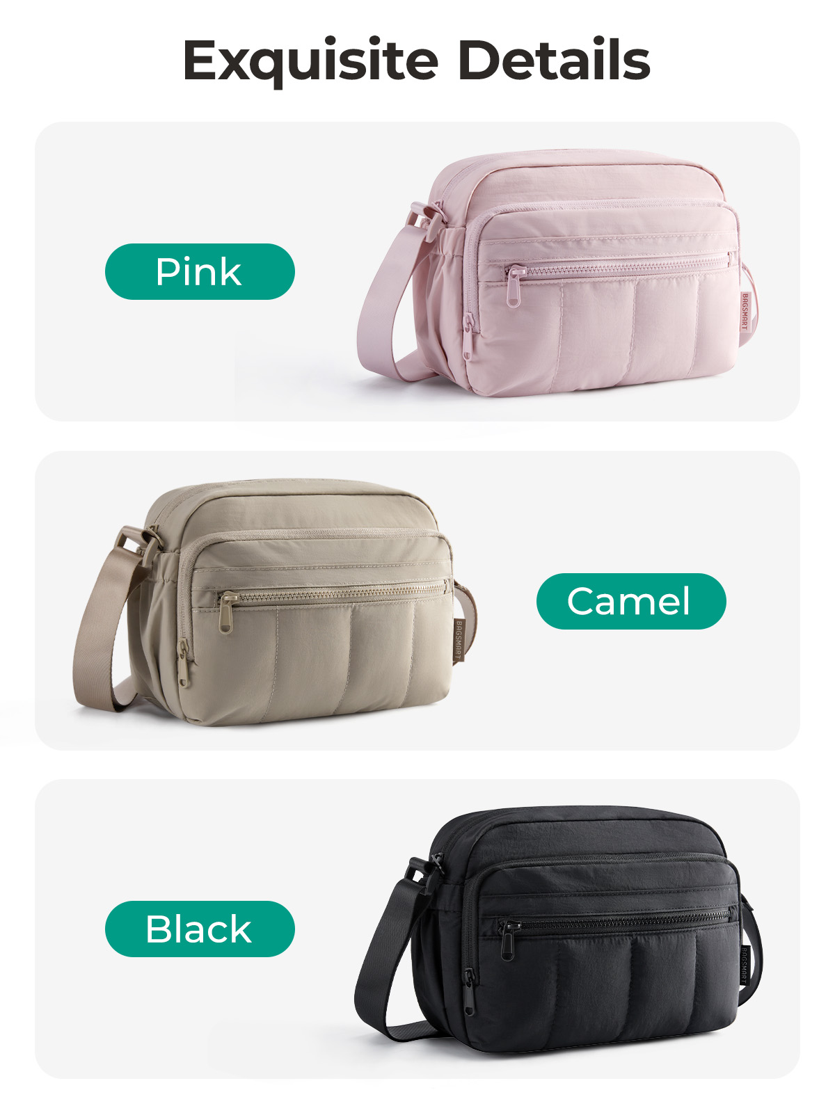 BAGSMART Women Crossbody Bag Lightweight Small Purses Quilted Puffer ...