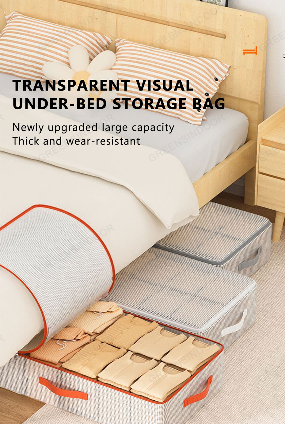 105L Under Bed Storage Bag PVC Waterproof And Dustproof Under Bed ...