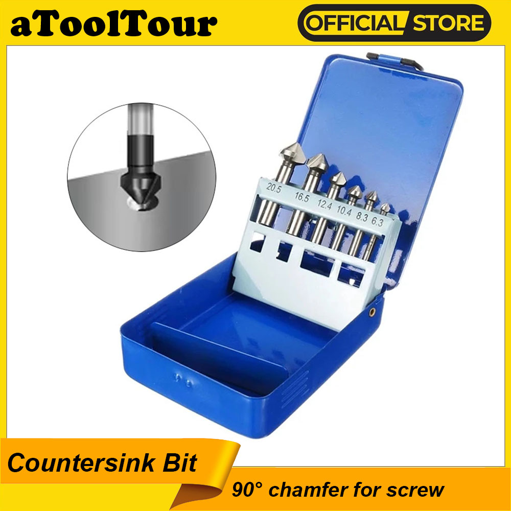 Countersink Drill Bit Set Chamfer Bore Tool For Metal Wood 3 Flute 90 ...
