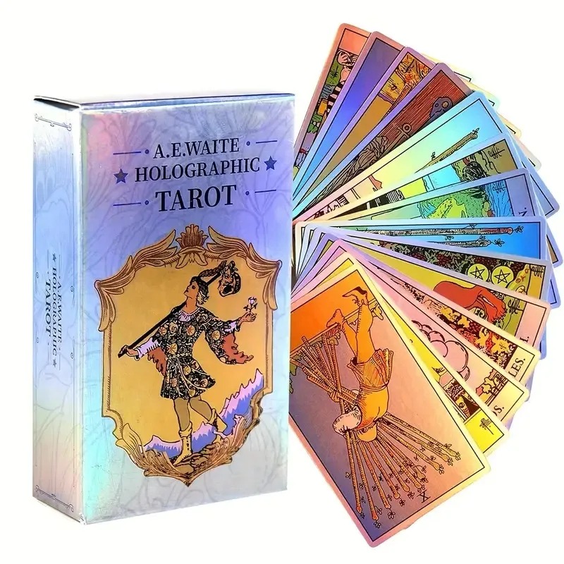 1 Box Classic Tarot Card Board Game With Holographic Flash Cards Holographic Waite Deck for ...