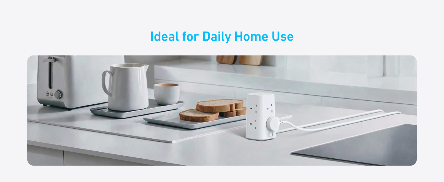 Anker Tower Extension Lead with USB Slots, 12-in-1 Surge Protector Plug ...