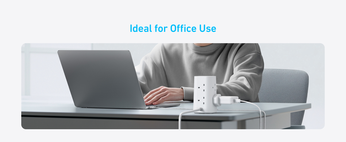 Anker Tower Extension Lead with USB Slots, 12-in-1 Surge Protector Plug ...