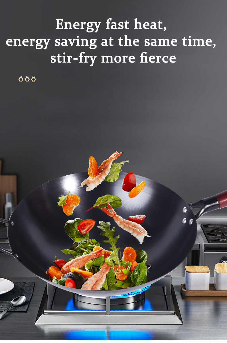 【32/36/40cm】Traditional kuali non stick wok Uncoated Does not rust Cast ...