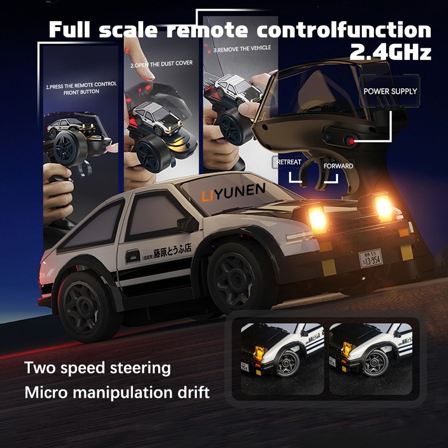 1/64 MINI Desktop RC Drift Car 4WD Full Proportional Throttle Remote ...