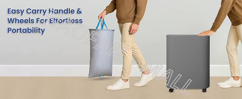 Dual Section 90L Laundry Basket with Wheels and Lid – Tall divided ...