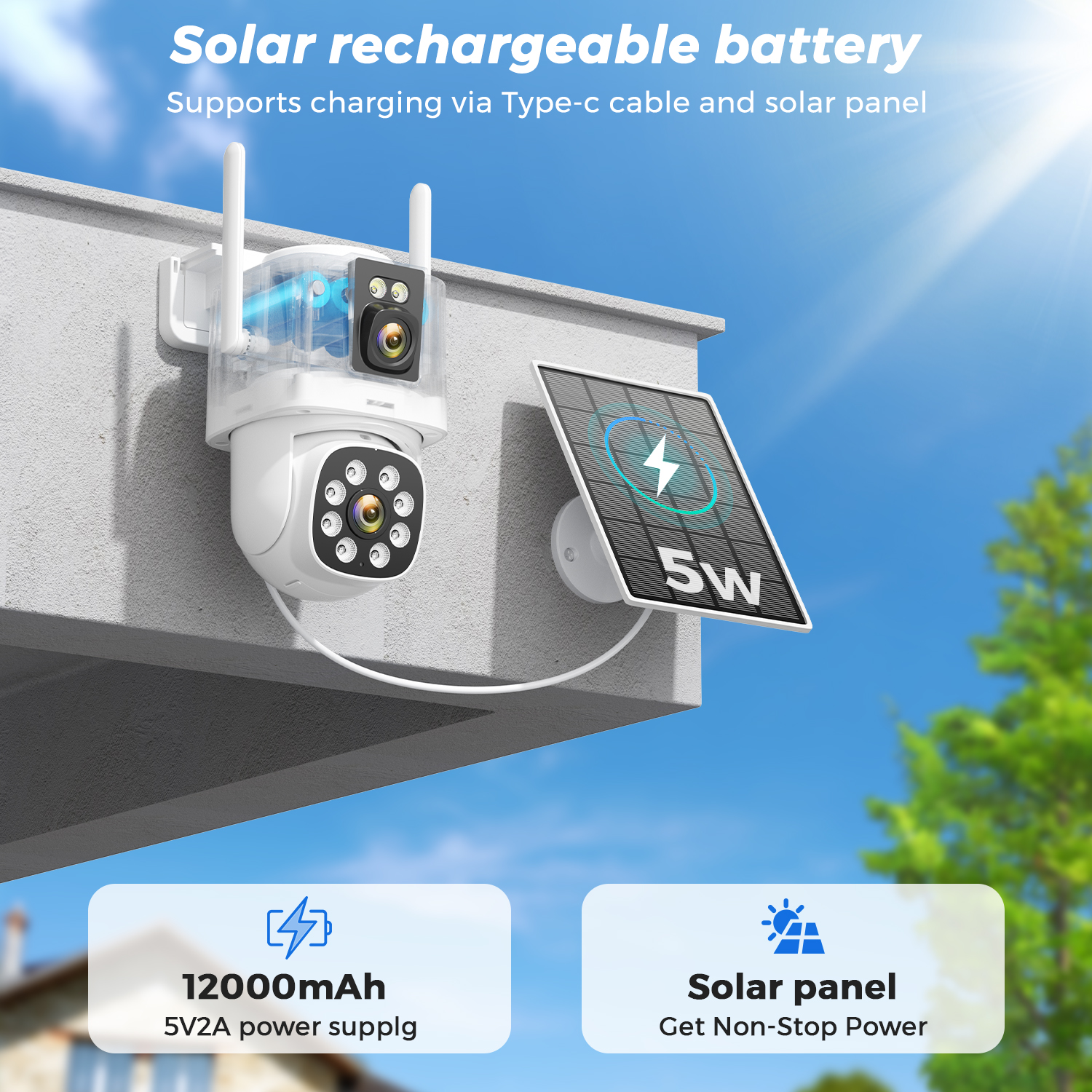 Hamrol 4k 8MP Dual Lens Dual Screen 4G AOV PTZ Solar Battery Camera ...