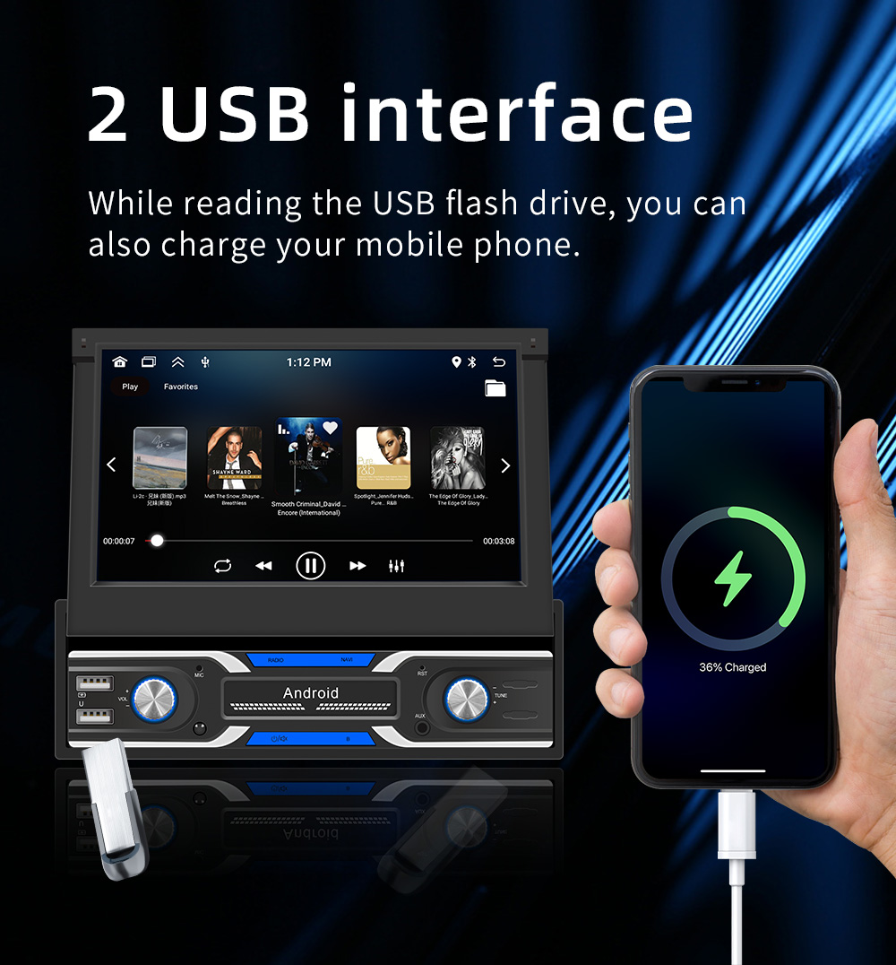 7inch DVR Android car player Multi-function Car Radio Multimedia Video Player Retractable ...