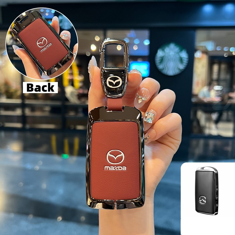 Leather Alloy Key Cover Holder Keychain Protector For Mazda CX30/CX-3 ...