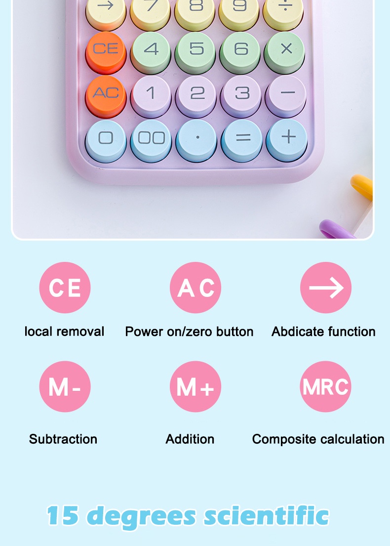 Ins Korean Dopamine Color Calculator 12 Digits Large Display Mechanical ...