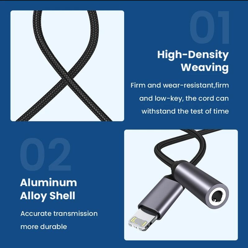 3.5mm Jack Adapter Cable 8-Pin iOS Interface Headphone Adapters for ...