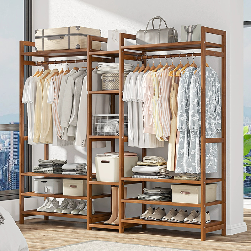 Almari Open Wardrobe Clothes Cabinet Bamboo Coat Rack Clothes Rack ...