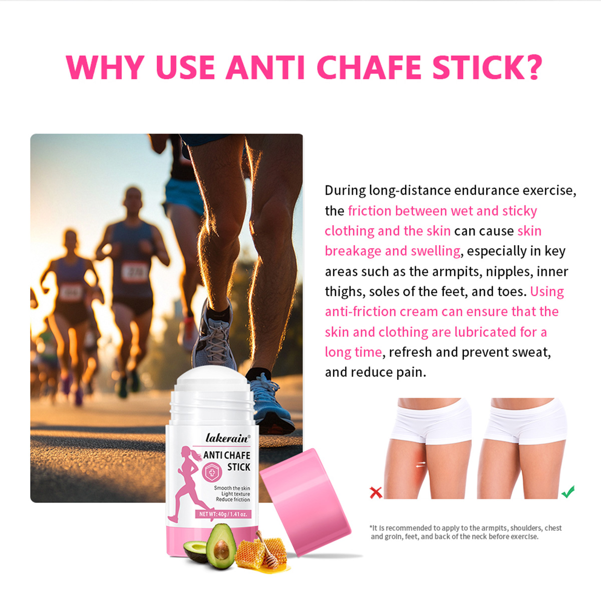 Lakerain Rub Stick Anti-Chafe Stick,Anti-Friction Balm,Use On Inner ...