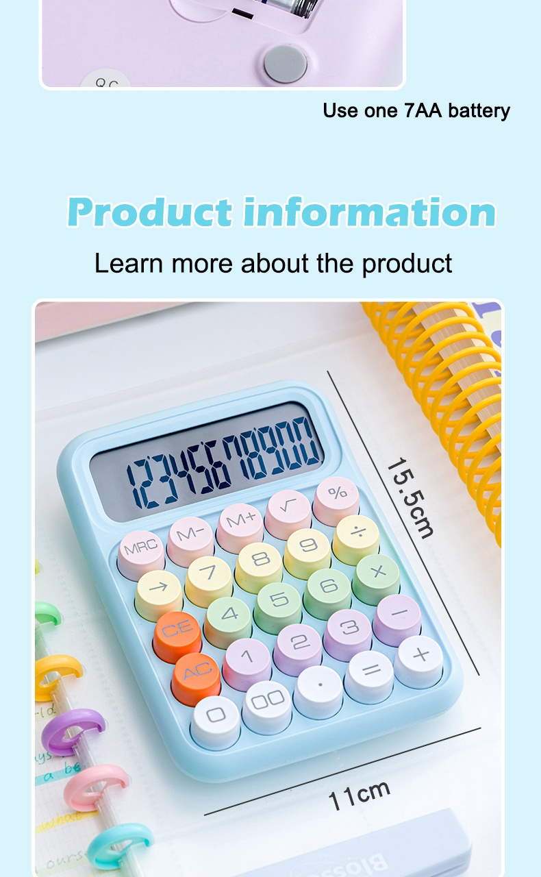 Creative Colorful Electronic Calculator 12 Digit Large LCD Display and ...