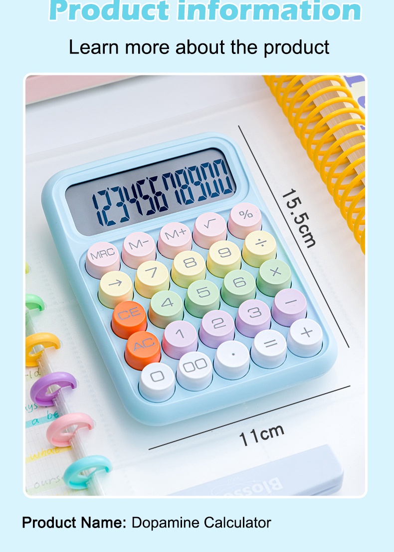 Creative Colorful 12-Digit Large LCD Calculator with Big Round Buttons ...