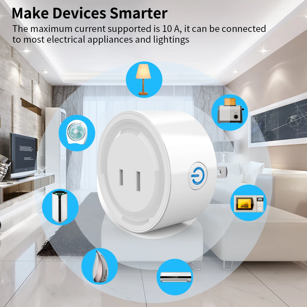 Smart Socket 2-Pin Flat US Plug for Tuya Wifi Sockets Support Smart Life App | Shopee Malaysia