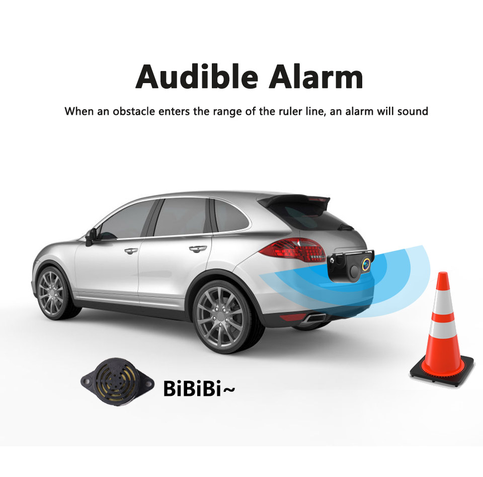 1080P Golden Reversing Radar Sensor Detector Night Vision Universal Car ...