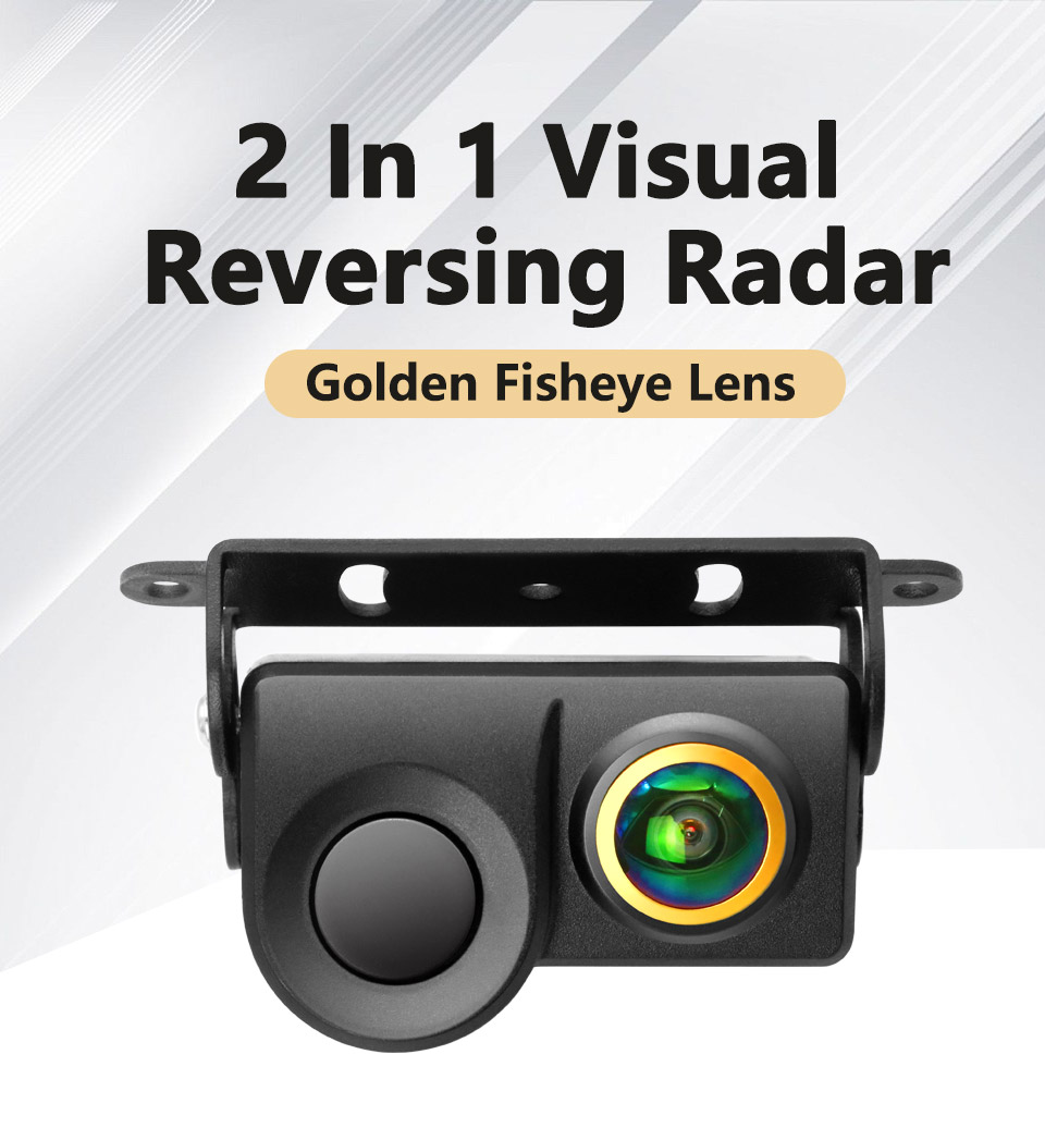 1080P Golden Reversing Radar Sensor Detector Night Vision Universal Car ...