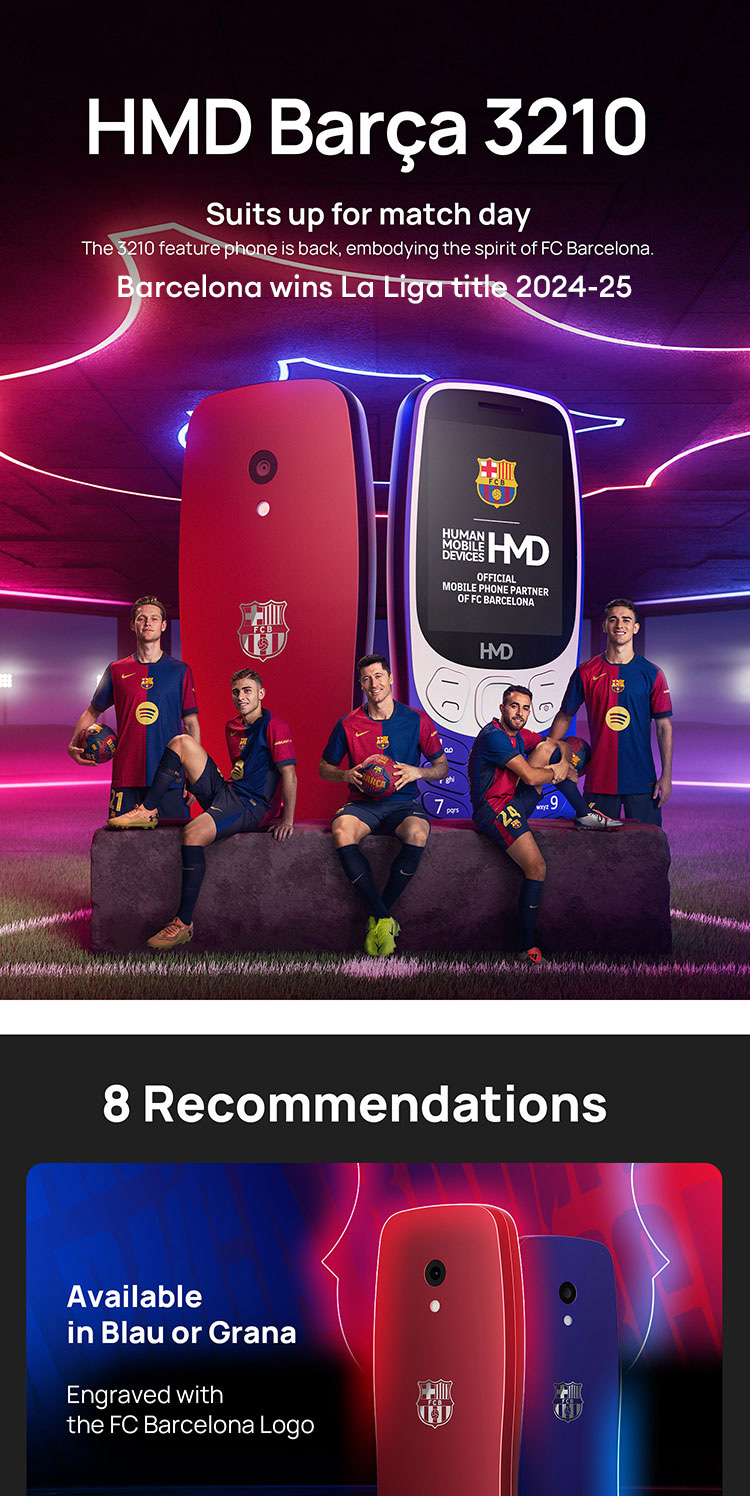 New HMD Barça 3210 Iconic FCB Design Dual SIM 1450mAh Battery Custom UI ...