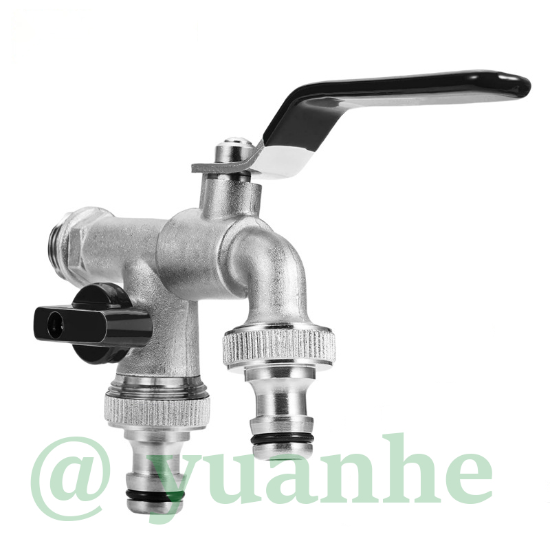 2 Way Water Tap Stainless steel Ball Valve Garden Water Bib Tap Faucet ...