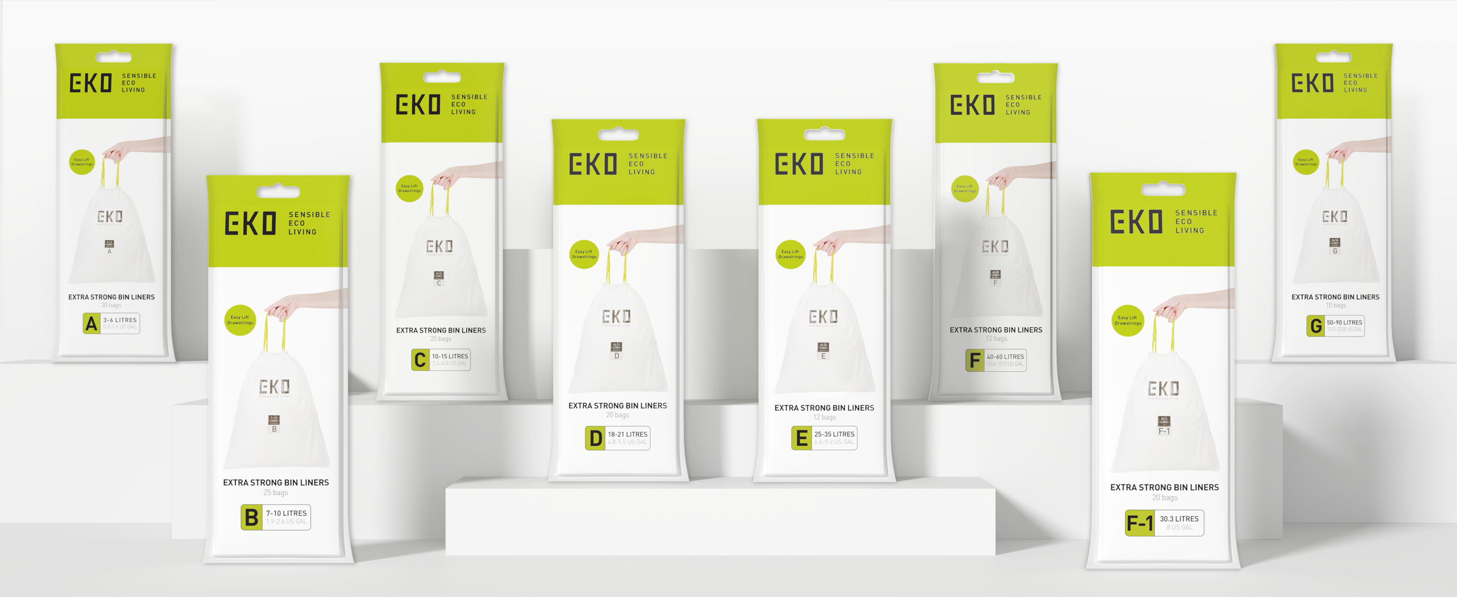 EKO Plastic Garbage Bag Thick Trash Bags Easy-Dispense Liners ...