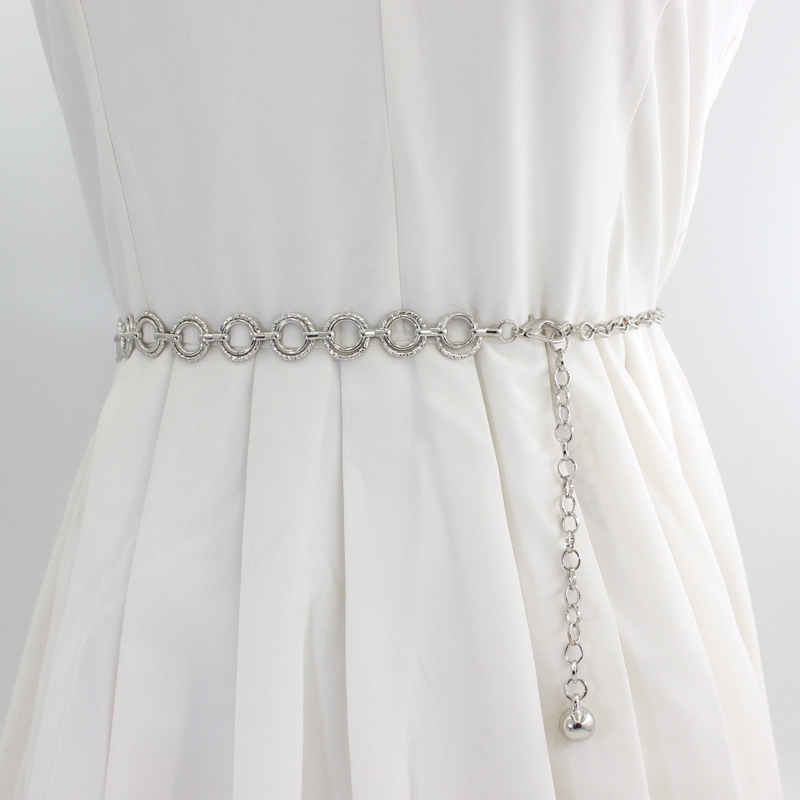 Women's Ring-Decorated Metal Waist Chain - Adjustable Slim Versatile ...