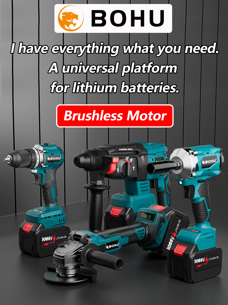 BOHU 4 in 1 Cordless Combo Set Brushless Drill Impact Wrench Angle ...