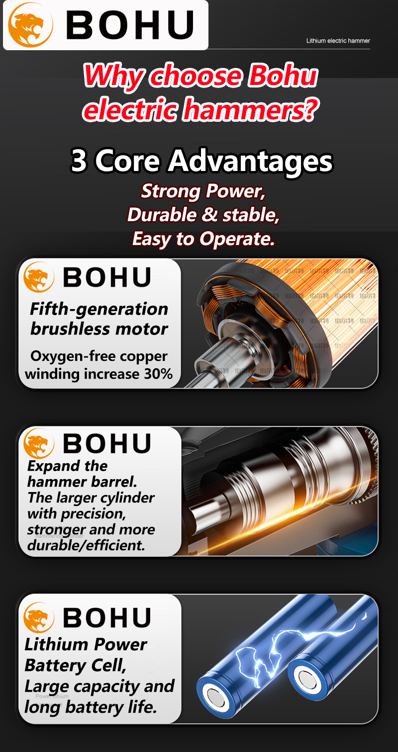 BOHU 4 in 1 Cordless Combo Set Brushless Drill Impact Wrench Angle ...