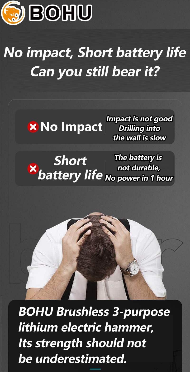 BOHU 4 in 1 Cordless Combo Set Brushless Drill Impact Wrench Angle ...