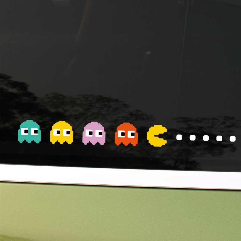1/2PCS Game Pac Man Car/Motorcycle Reflective Decoration Sticker Moto ...
