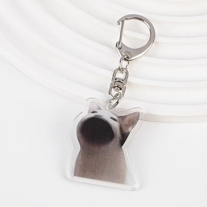 Cute meme Crying Banana Cat Keychain Acrylic Emoji Cartoon Key Ring ...