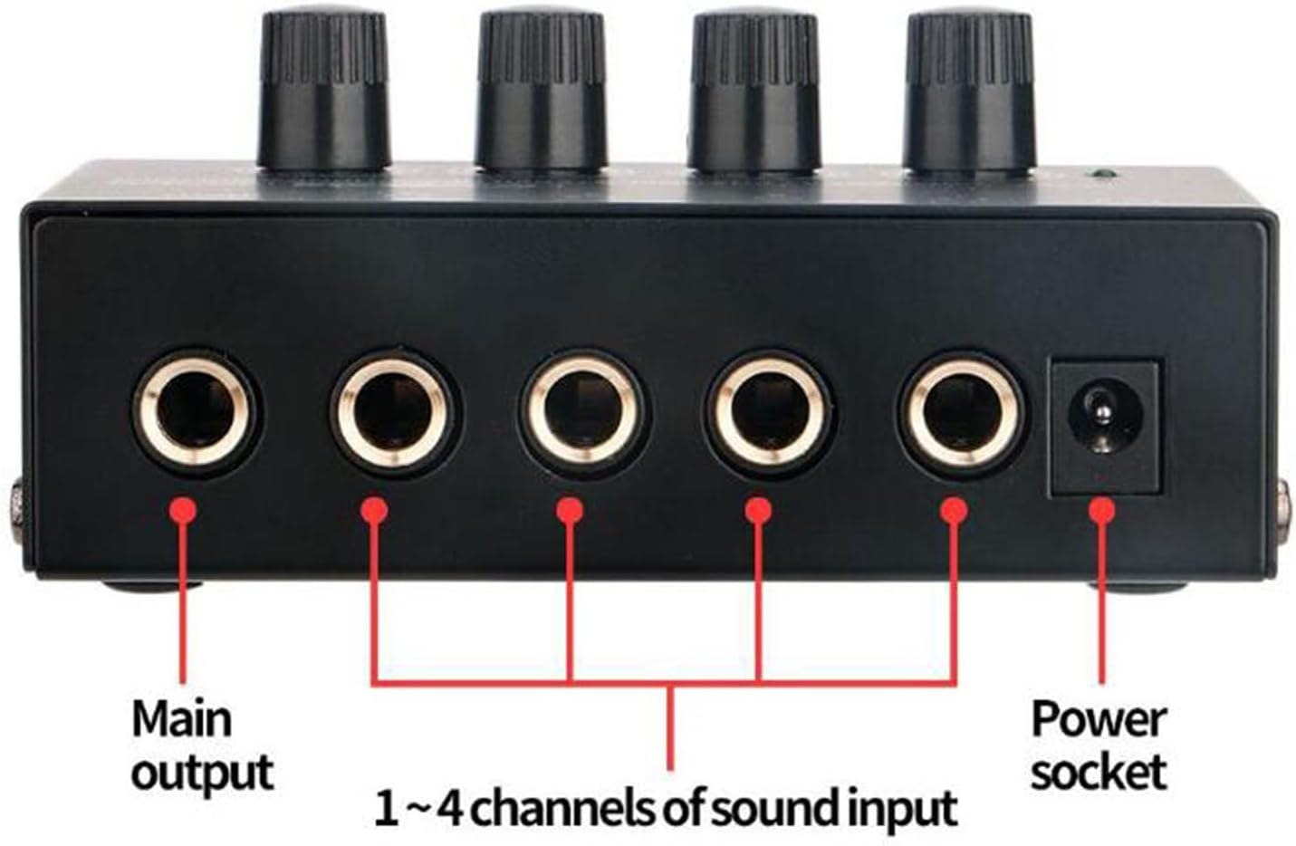 4-Channel Mini Headphone Amplifier Audio Mixer with Power Adapter ...