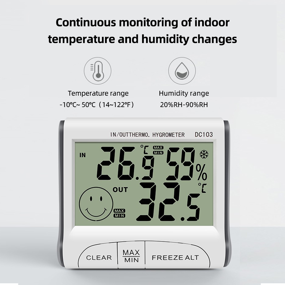 YIERYI DC103 Smart Indoor/Outdoor Thermohygrometer – HD Screen, Freeze ...
