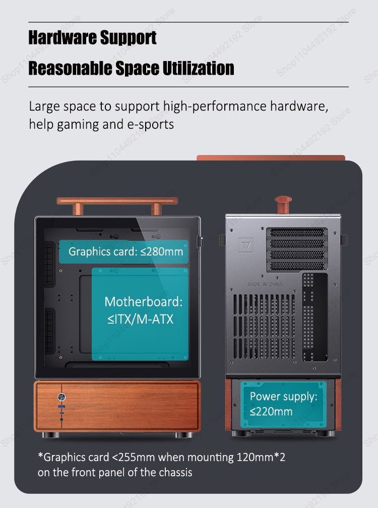 JONSBO T7 aluminum alloy chassis desktop computer desktop portable vertical host shell Type-C ...