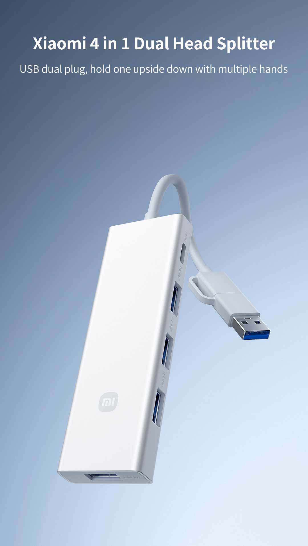 Xiaomi 4-in-1 Dual-Head USB Hub USB-A + USB-C Dual-Heads High-Speed USB ...