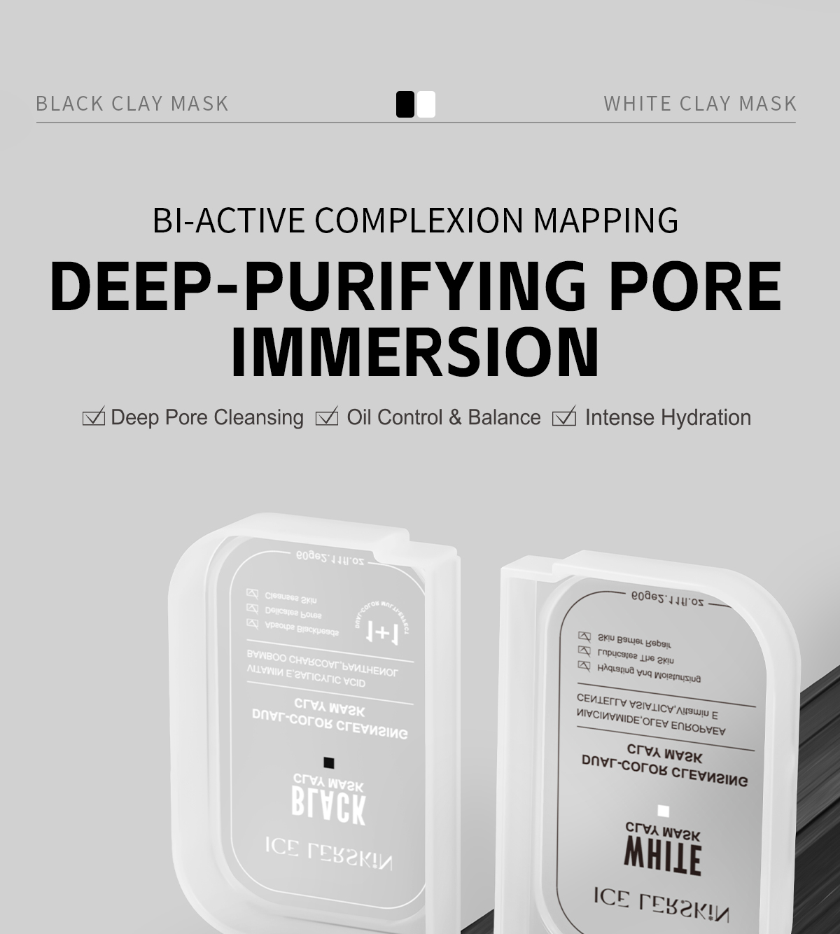ICE LERSKIN 2-in-1 Tropical Clay Mask Set | Black & White for Oily Skin ...
