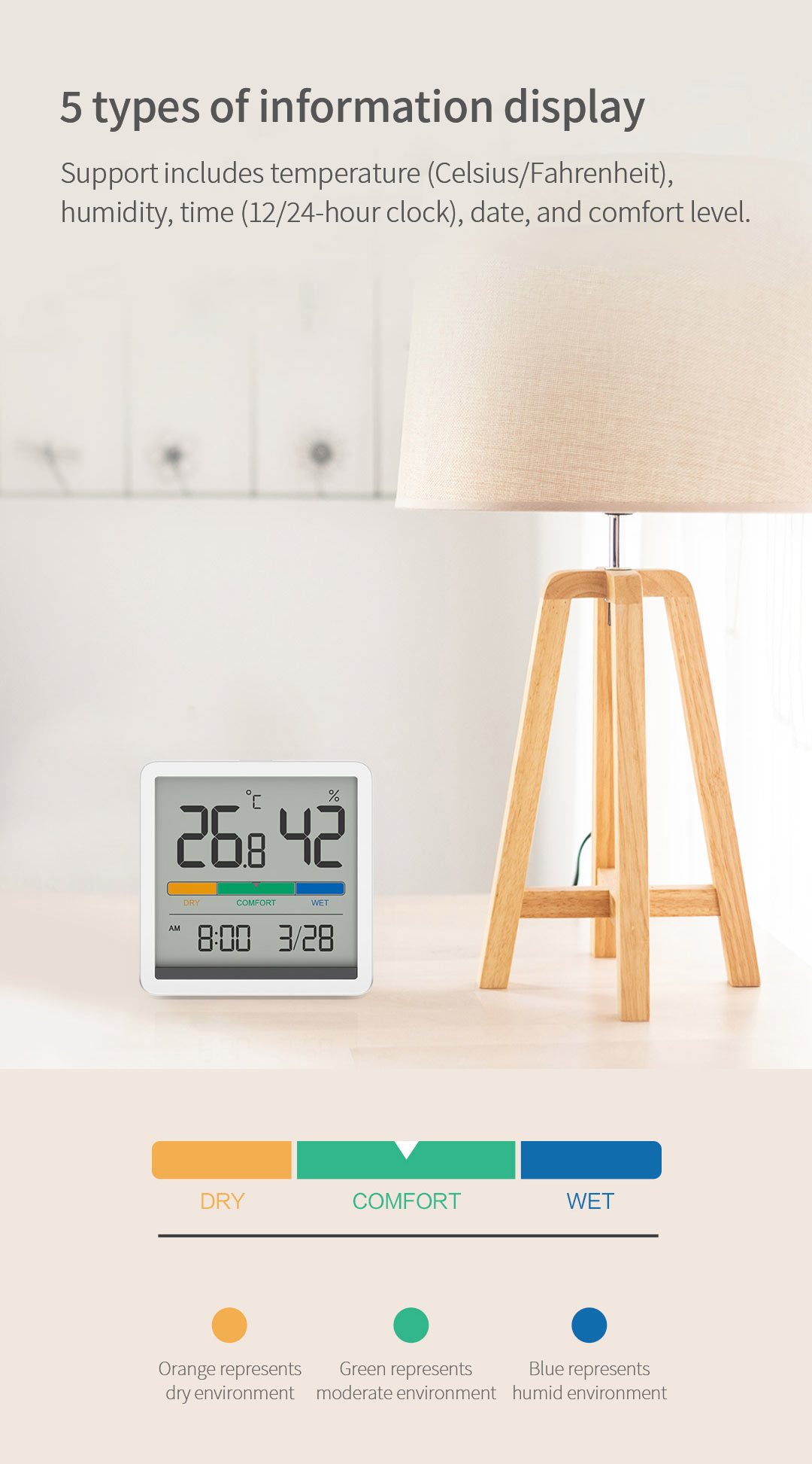Haptime Multi-Functional Thermo-Hygrometer 5253 HD Screen 5 Types Of ...