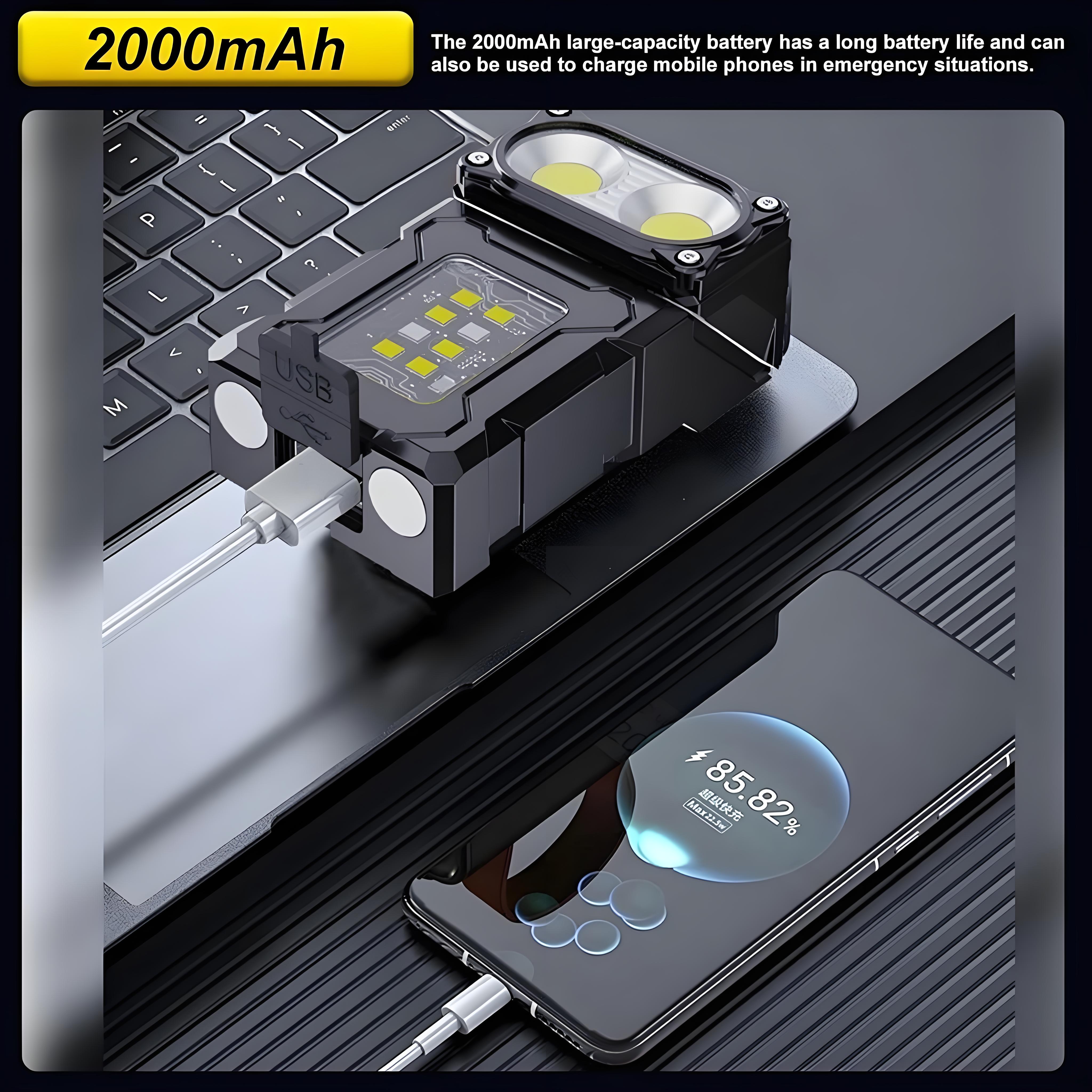 Rotatable Magnetic Keychain Light USB Rechargeable COB Flashlight Super ...