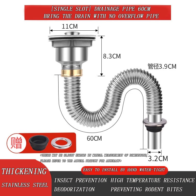 Double Vegetable Sink Drainage Device, Kitchen Sewer Pipe Fittings, 304 ...